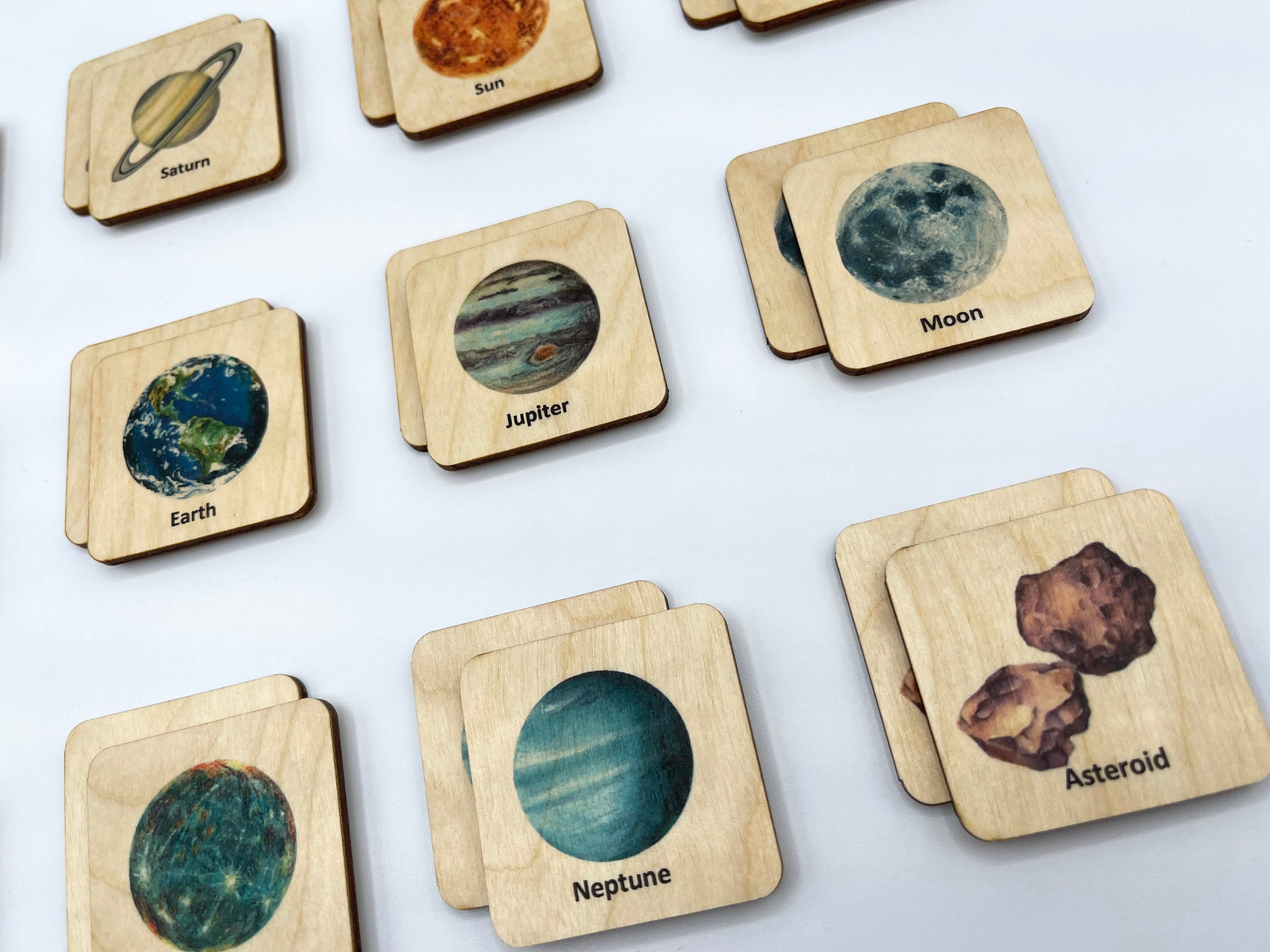 Montessori Wood Space Solar System Moon Phases Memory Game/ - Etsy Canada