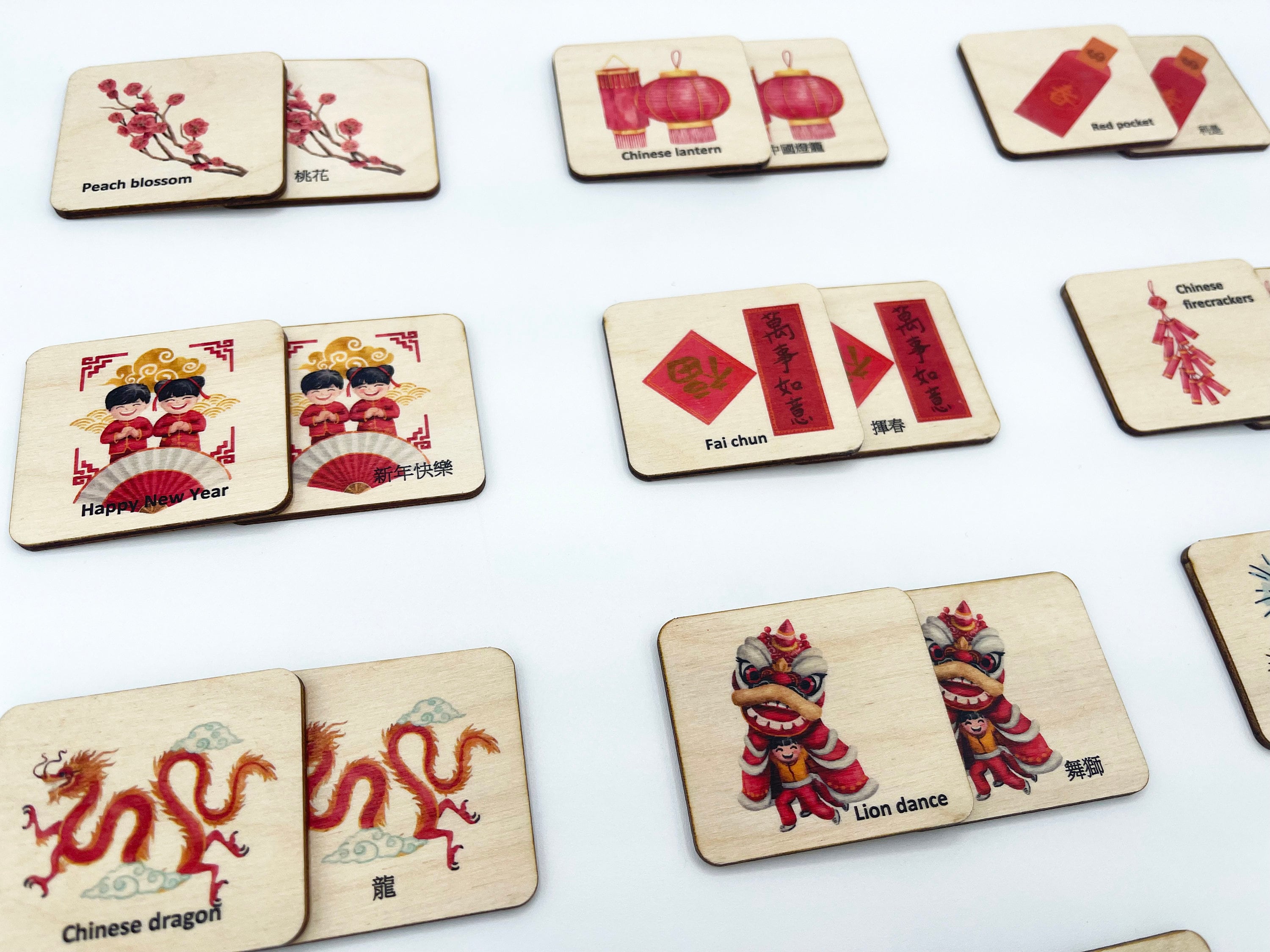 Wooden Lunar New Year Memory Game/ Chinese New Year Matching - Etsy