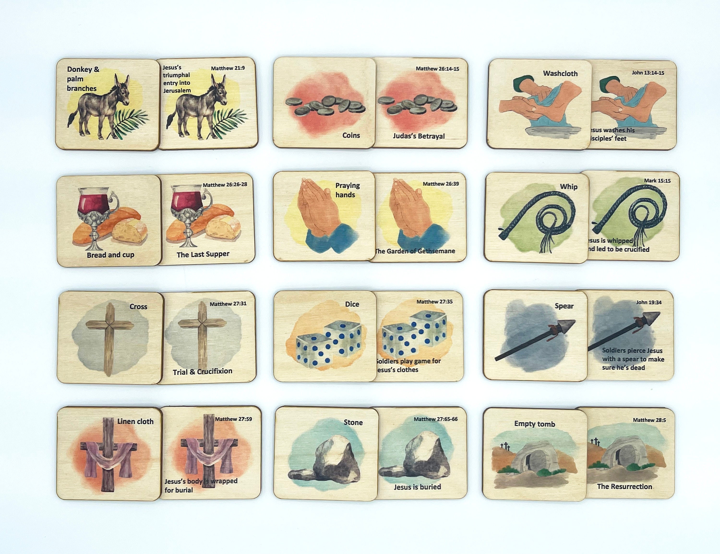 Wooden Easter Story Memory Game/ Holy Week Story Matching | Etsy