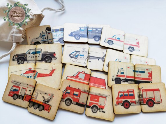 Wooden emergency vehicles firetruck police car ambulance | Etsy