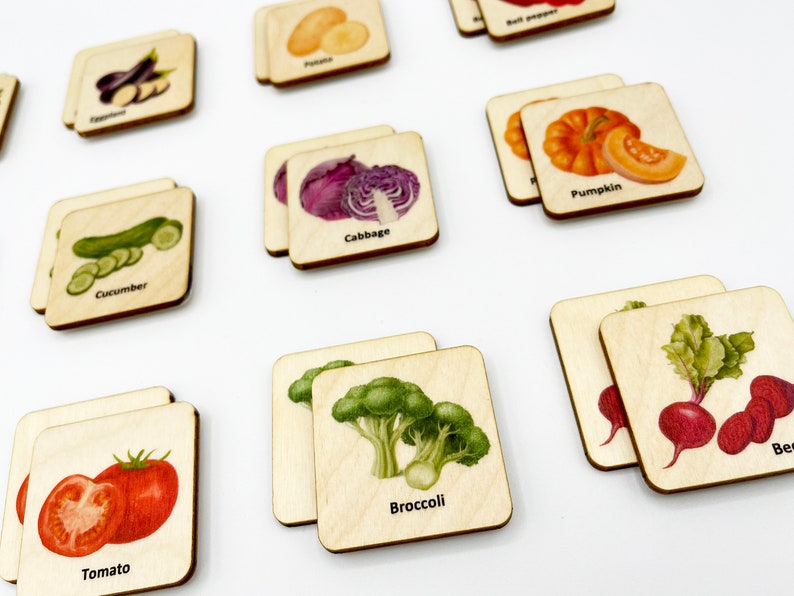 Montessori Wooden Vegetables Matching Cards/homeschool - Etsy