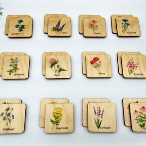 Montessori Wooden Wildflowers Memory Game/ Matching Cards/ Homeschool ...
