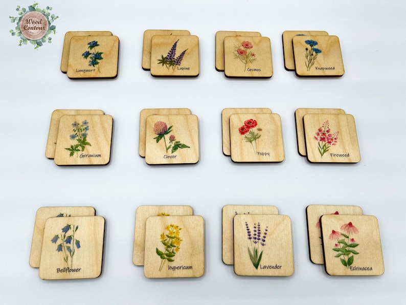 Montessori Wooden Wildflowers Memory Game/ Matching Cards/ - Etsy Canada