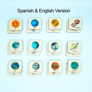 Montessori Wood Space Solar System Moon Phases Memory Game/ French ...