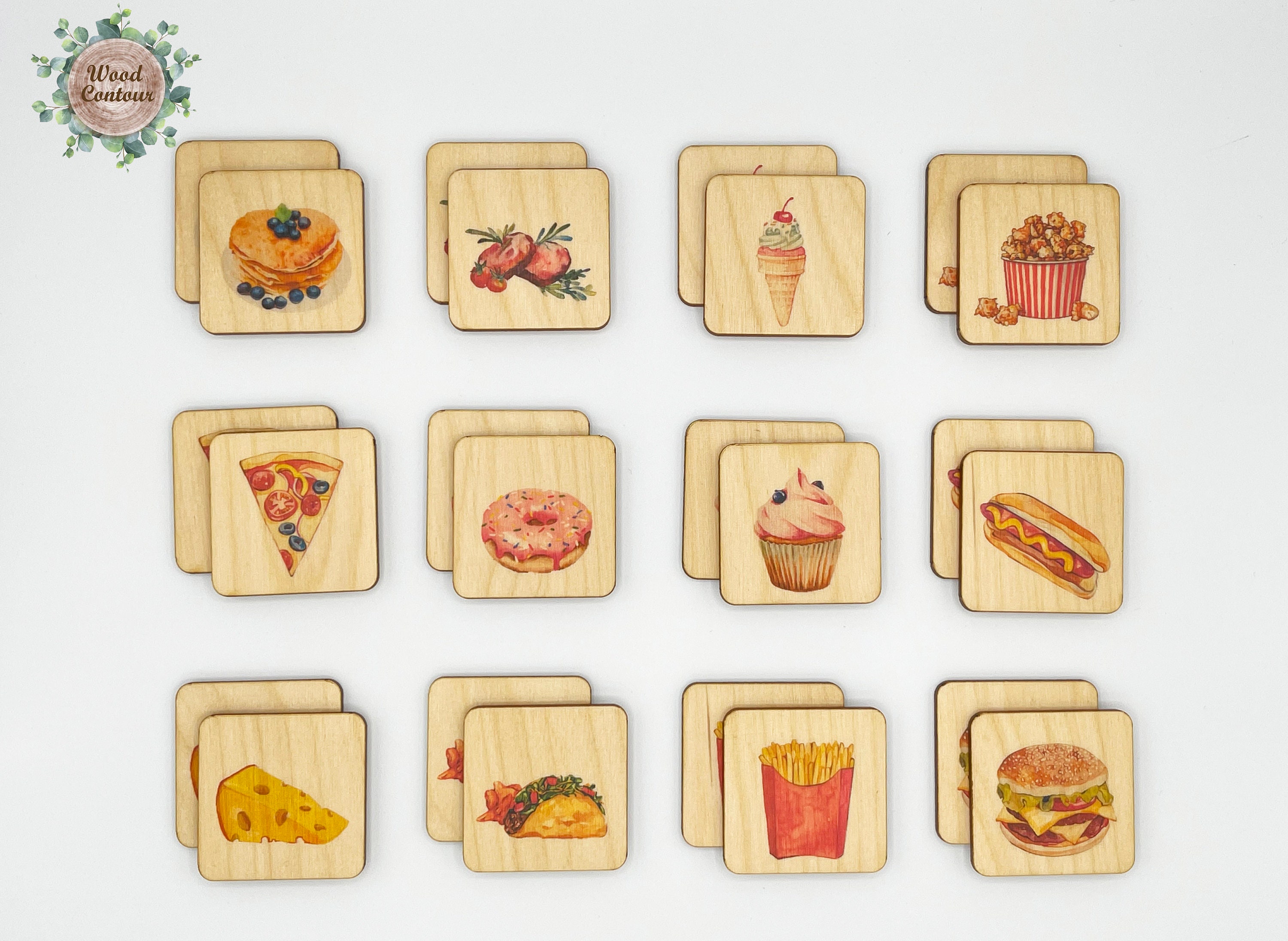 Montessori Wooden Food Memory Game/ Homeschool Kindergarten | Etsy