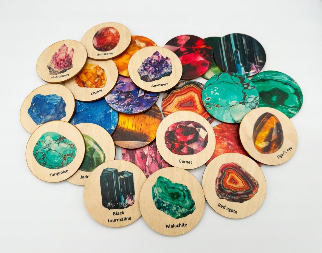 Gemstones Pattern Matching Wooden Cards / Montessori Nature Study ...
