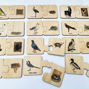 Montessori Wood North American Birds and Nests Matching Puzzle ...