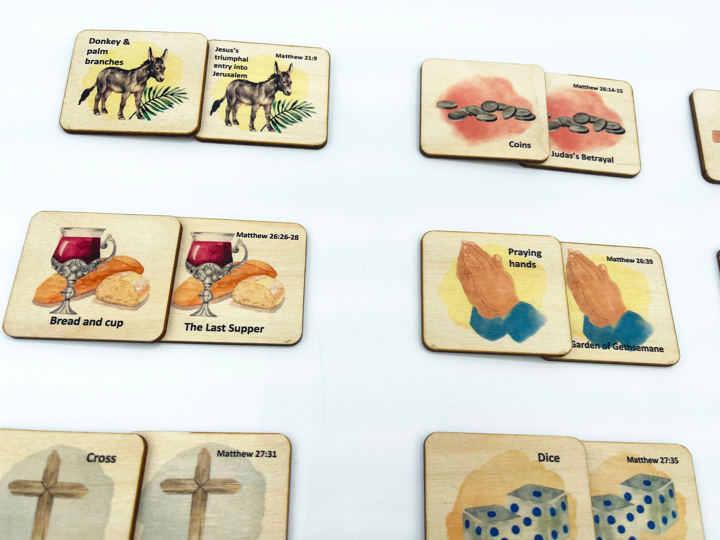 Wooden Easter Story Memory Game/ Holy Week Story Matching | Etsy