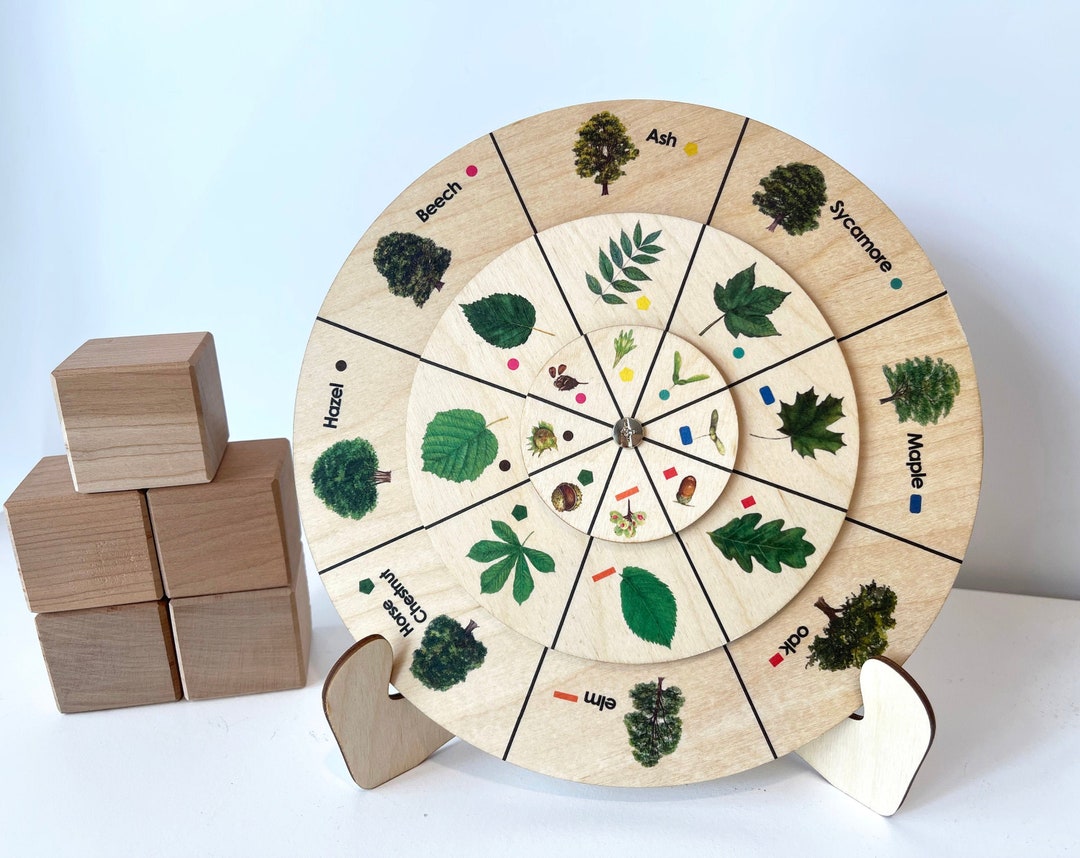 Montessori Tree Leaf Wooden Wheels Activity/ Tree Leaves Match Toys ...