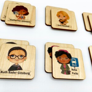 Montessori Wooden Inspirational Women in History Memory Game/homeschool ...