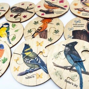 Montessori Bird Puzzle Matching Game/ Toddler Kids Learning Jigsaw ...
