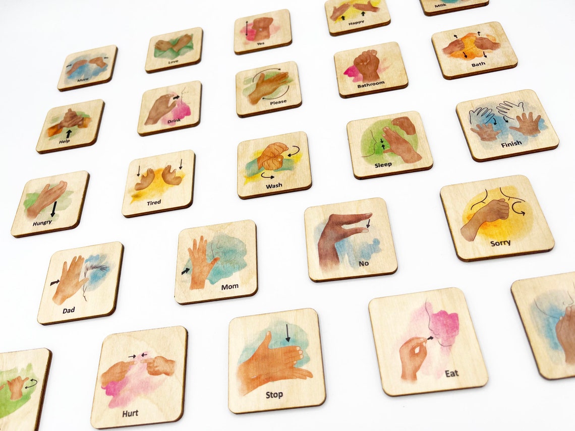 ASL Sign Language Hand Gestures/ 24 Toddler Baby Kids Learn Sign ...