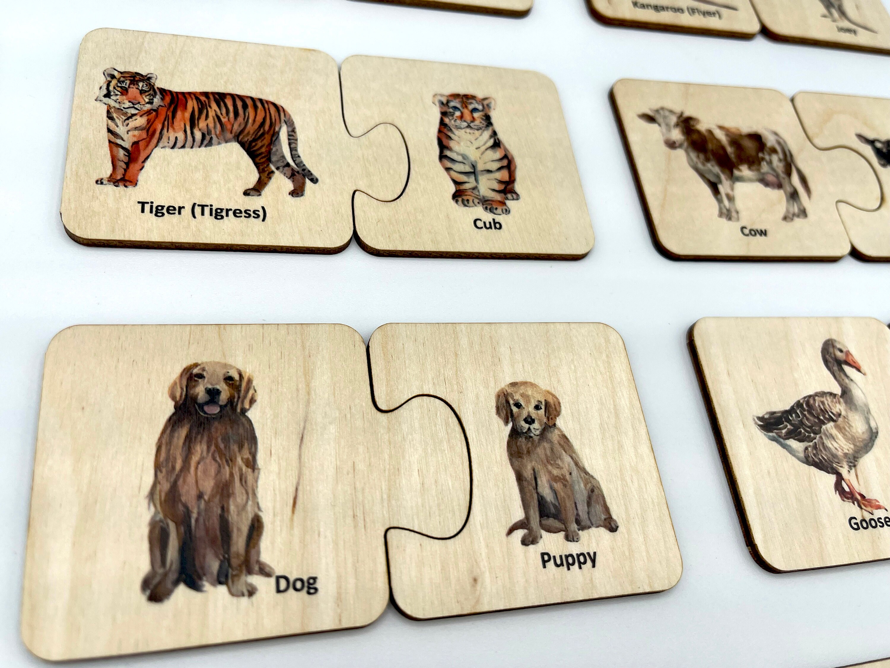 Wooden Montessori Mother Baby Animals Matching Puzzle - Etsy