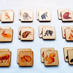 Wood Forest Animals Memory Game/ Montessori Matching Cards - Etsy