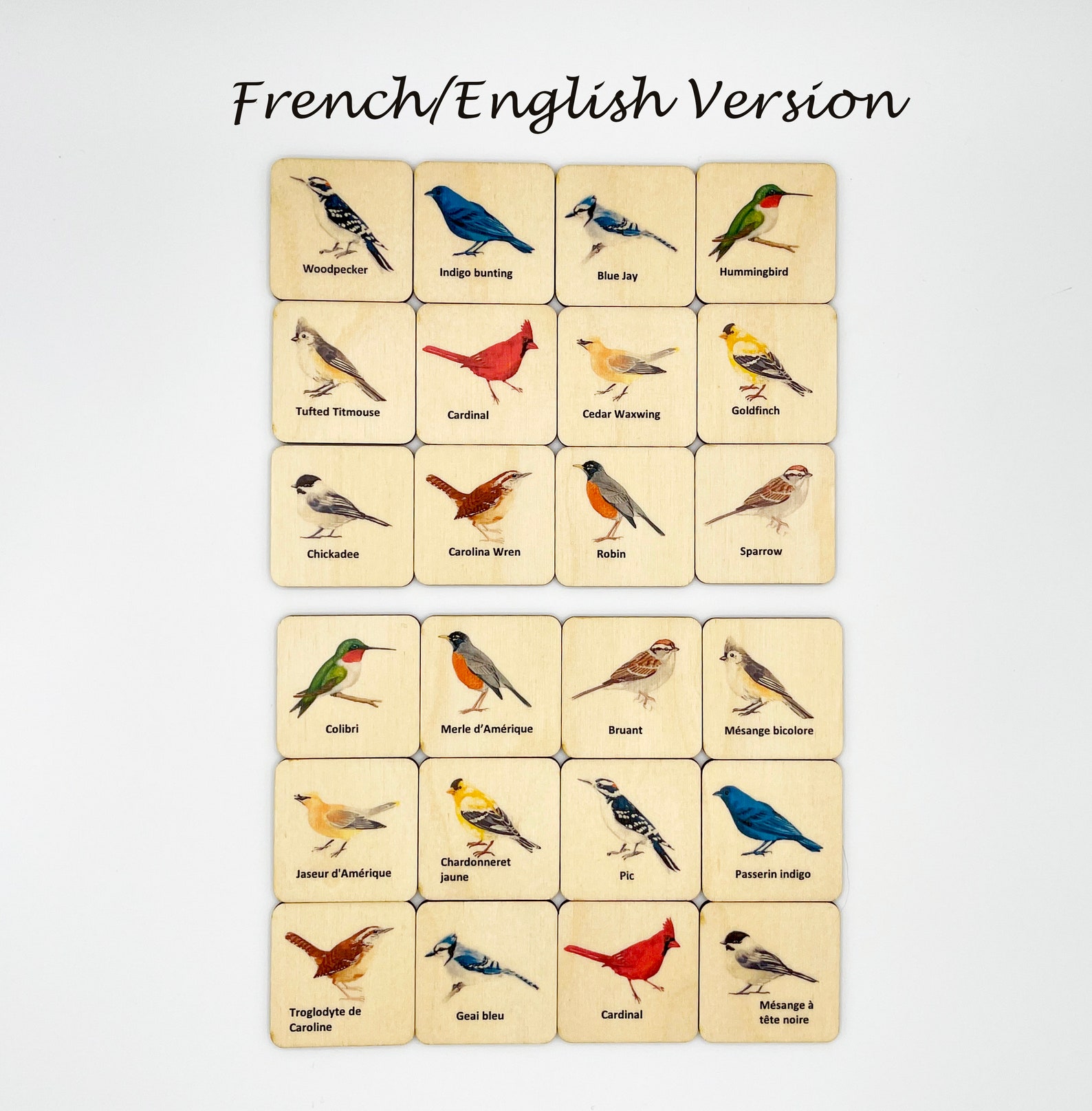 Wooden Birds Memory Game Montessori Toys Wood Animals | Etsy