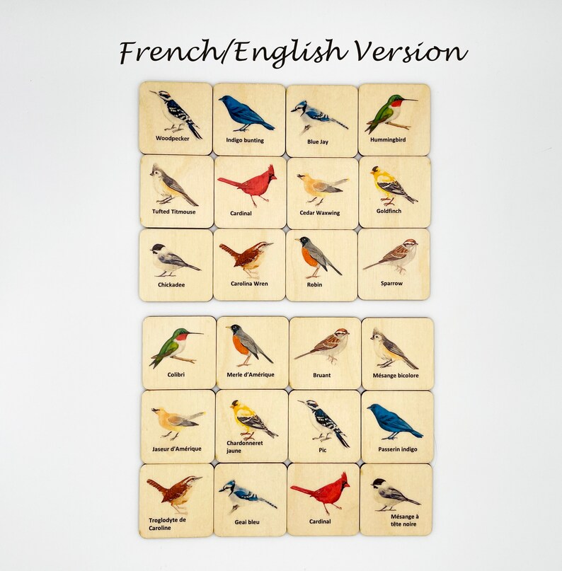 Wooden Birds Memory Game Montessori Toys Wood Animals | Etsy