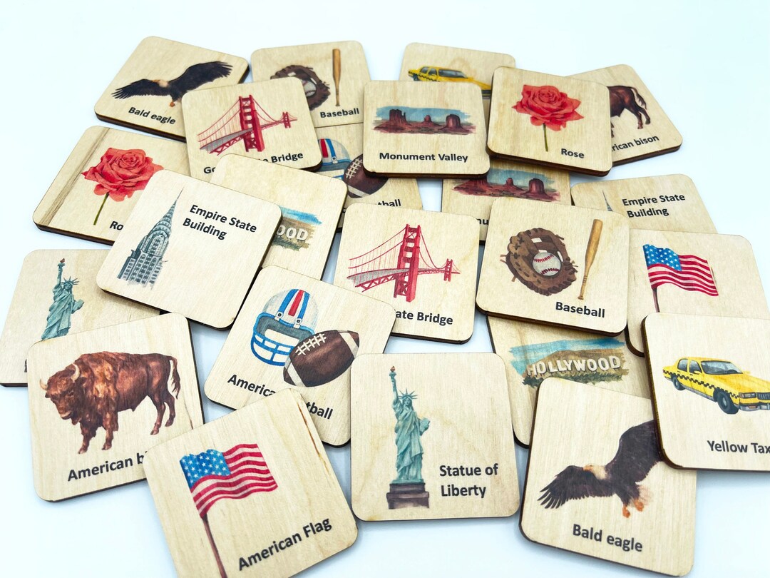Wood USA Memroy Game/ Patriotic/ 4th of July Activity/ US Flag Wooden ...