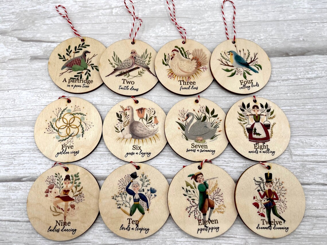 12 Days of Christmas Ornaments, Countdown Christmas Tag, Holiday ...