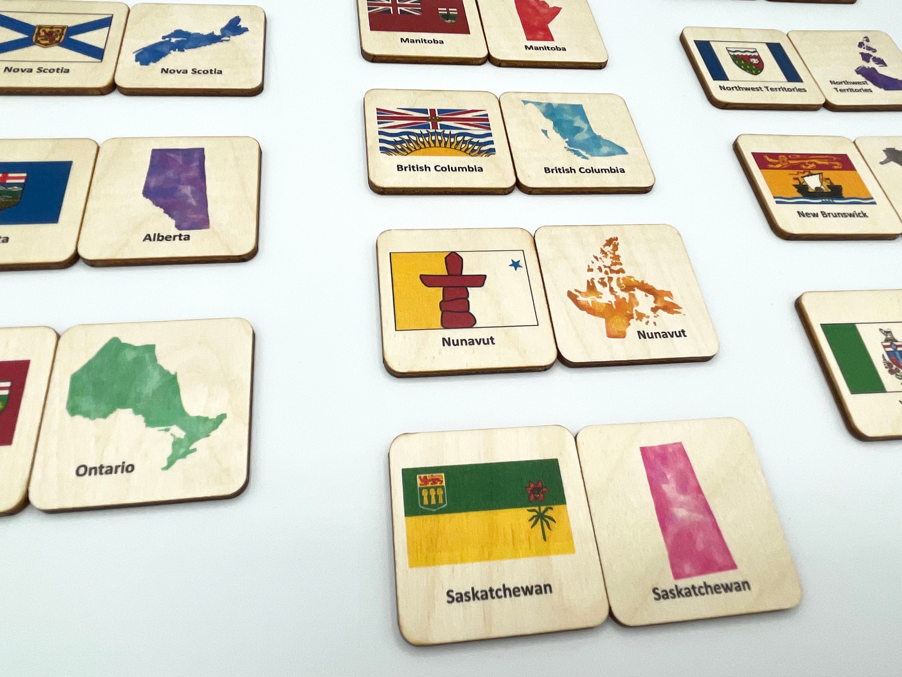 Montessori Canada Map and Flags Matching Cards/ Canada - Etsy Canada