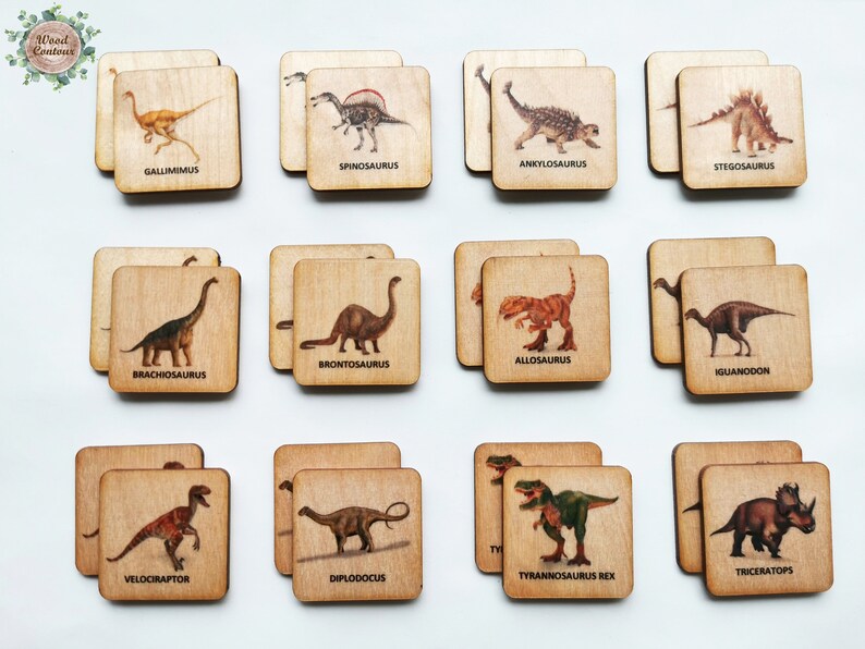 Wooden Dinosaurs Memory Game/ Montessori Toy Matching Game for | Etsy