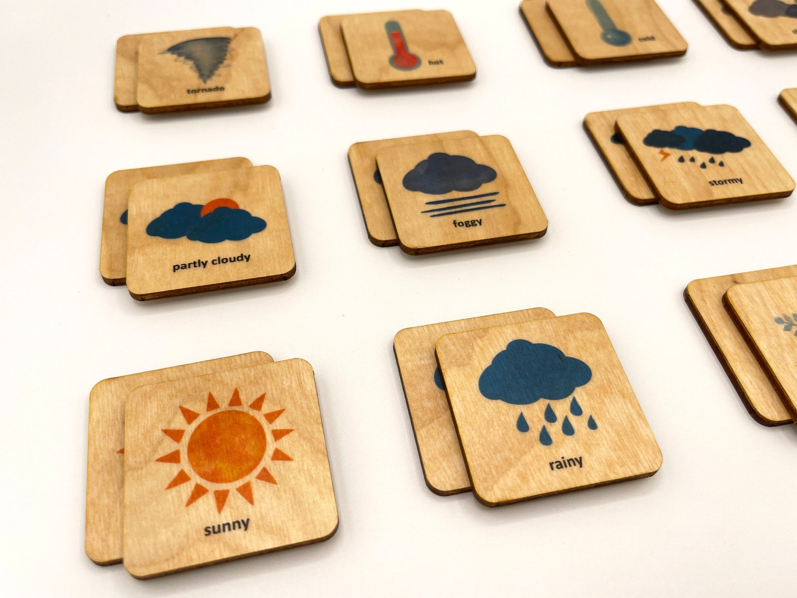 Montessori Wooden Weather Matching Cards Homeschool Activity - Etsy