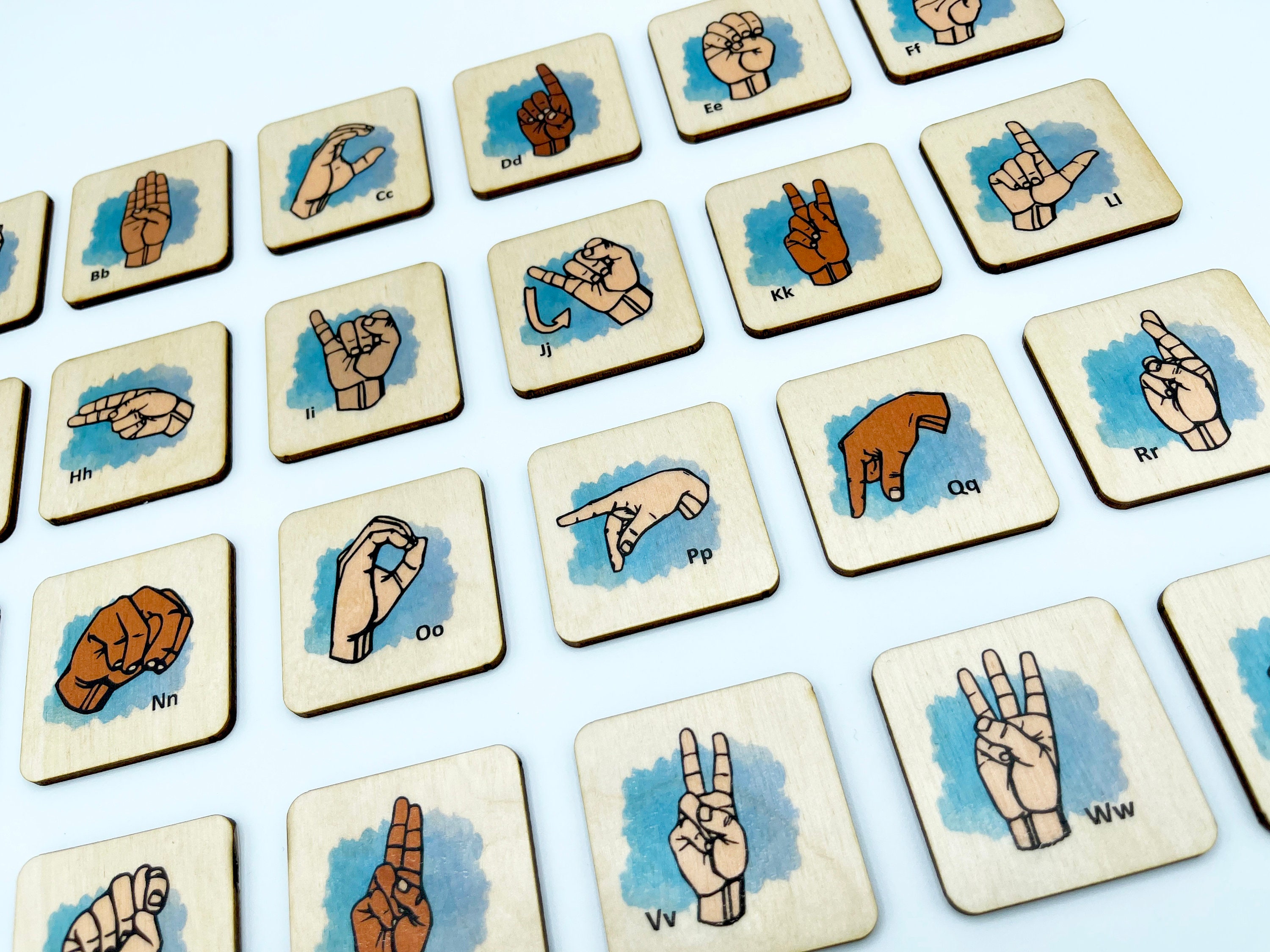 Sign Language Alphabet Letters Wood Cards/ American Sign | Etsy