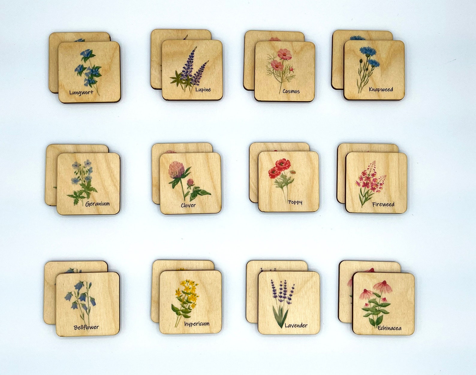 Montessori Wooden Wildflowers Memory Game/ Matching Cards/ - Etsy Canada