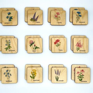 Montessori Wooden Wildflowers Memory Game/ Matching Cards/ Homeschool ...