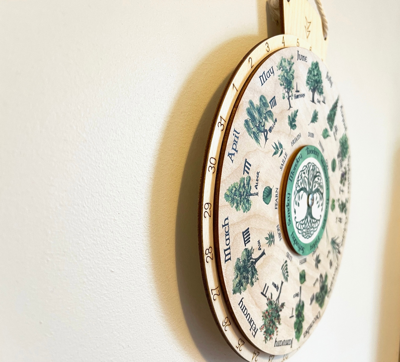 Wooden Wheel of the Year Celtic Tree Calendar Wooden | Etsy