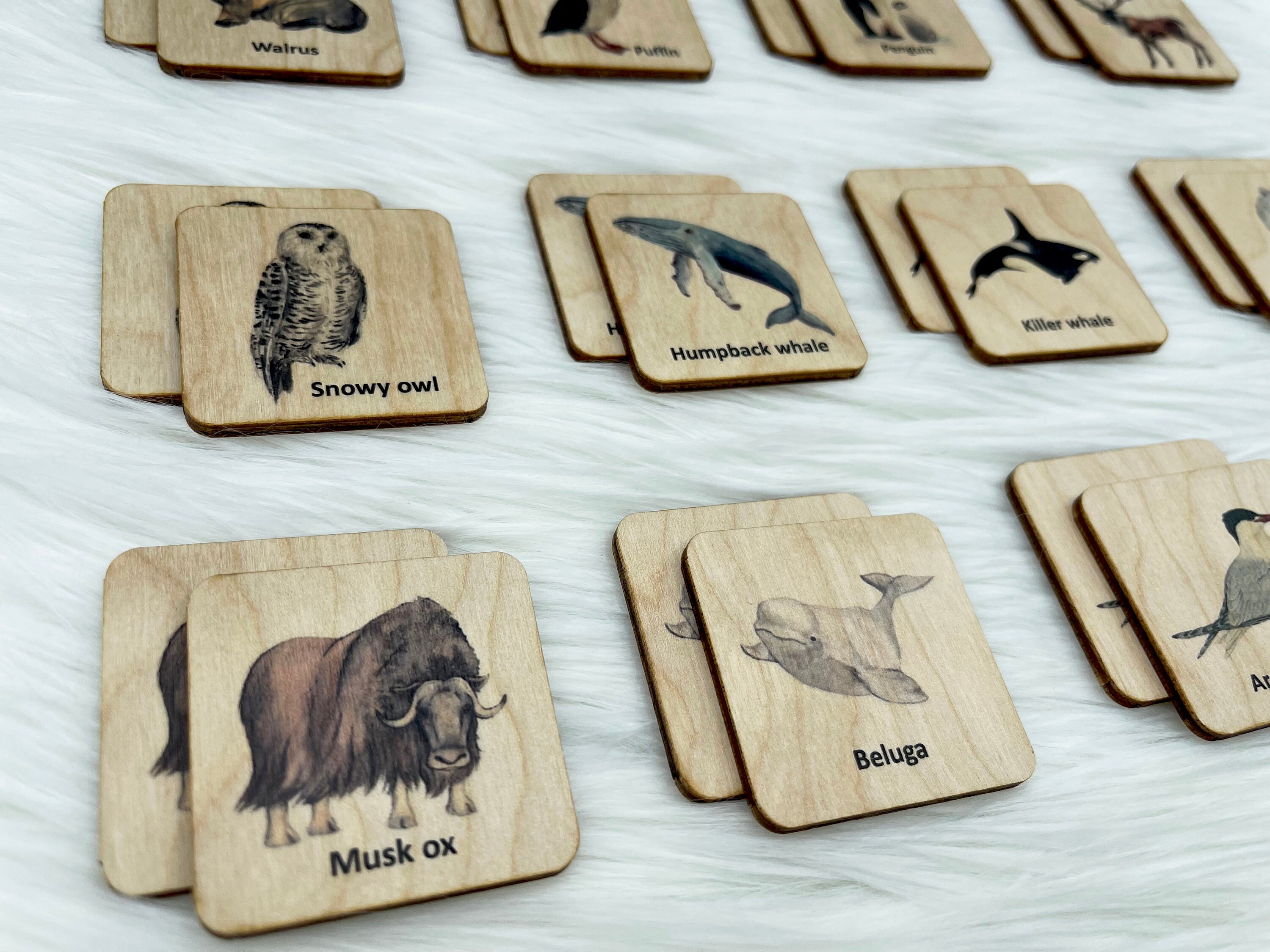 Montessori Arctic Animals Wooden Matching Game/ Homeschool Toddler ...