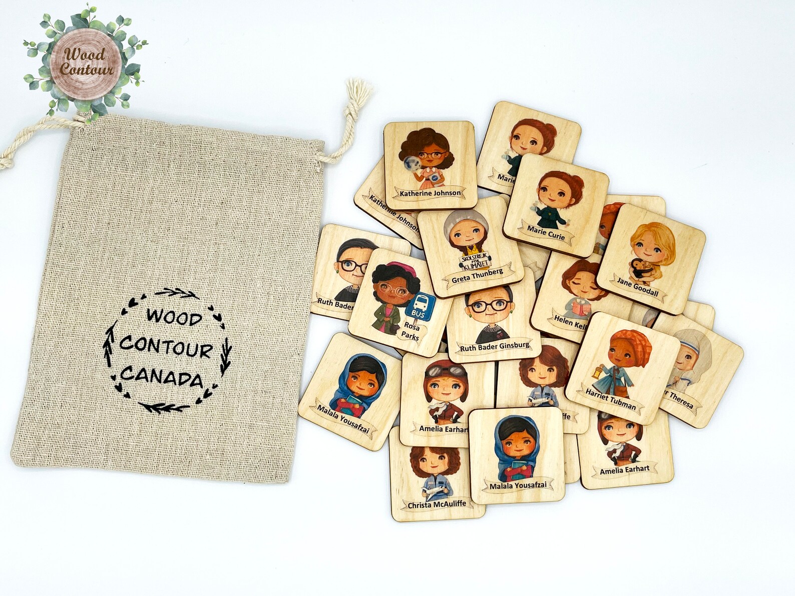 Montessori Wooden Inspirational Women in History Memory Game/homeschool ...