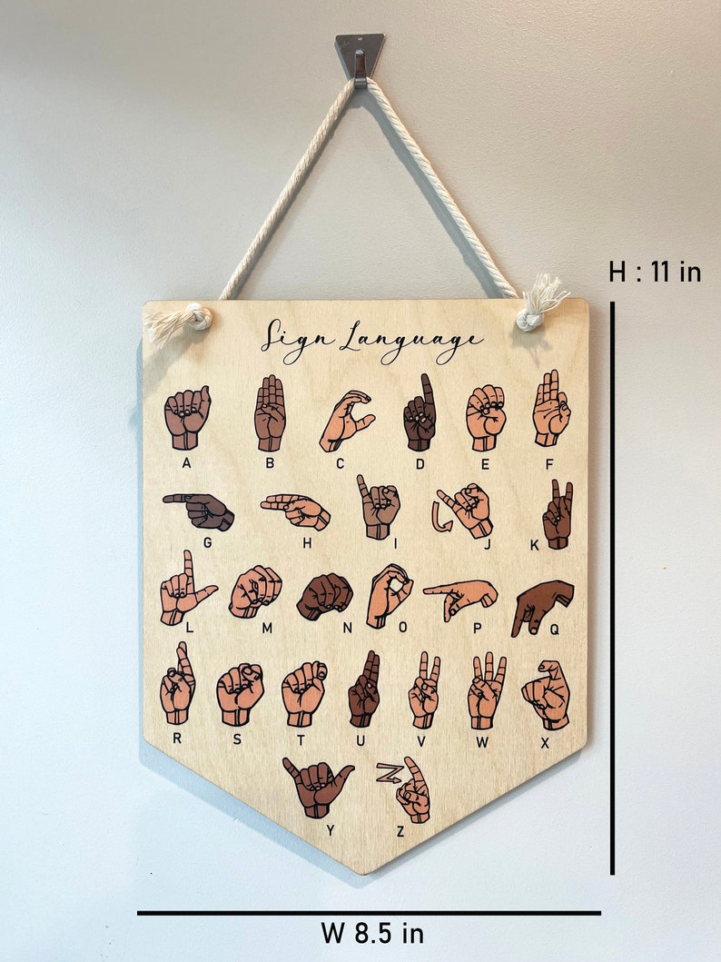 Sign Language Alphabet Wood Wall Hanging/ Home Decor Wood Flag - Etsy