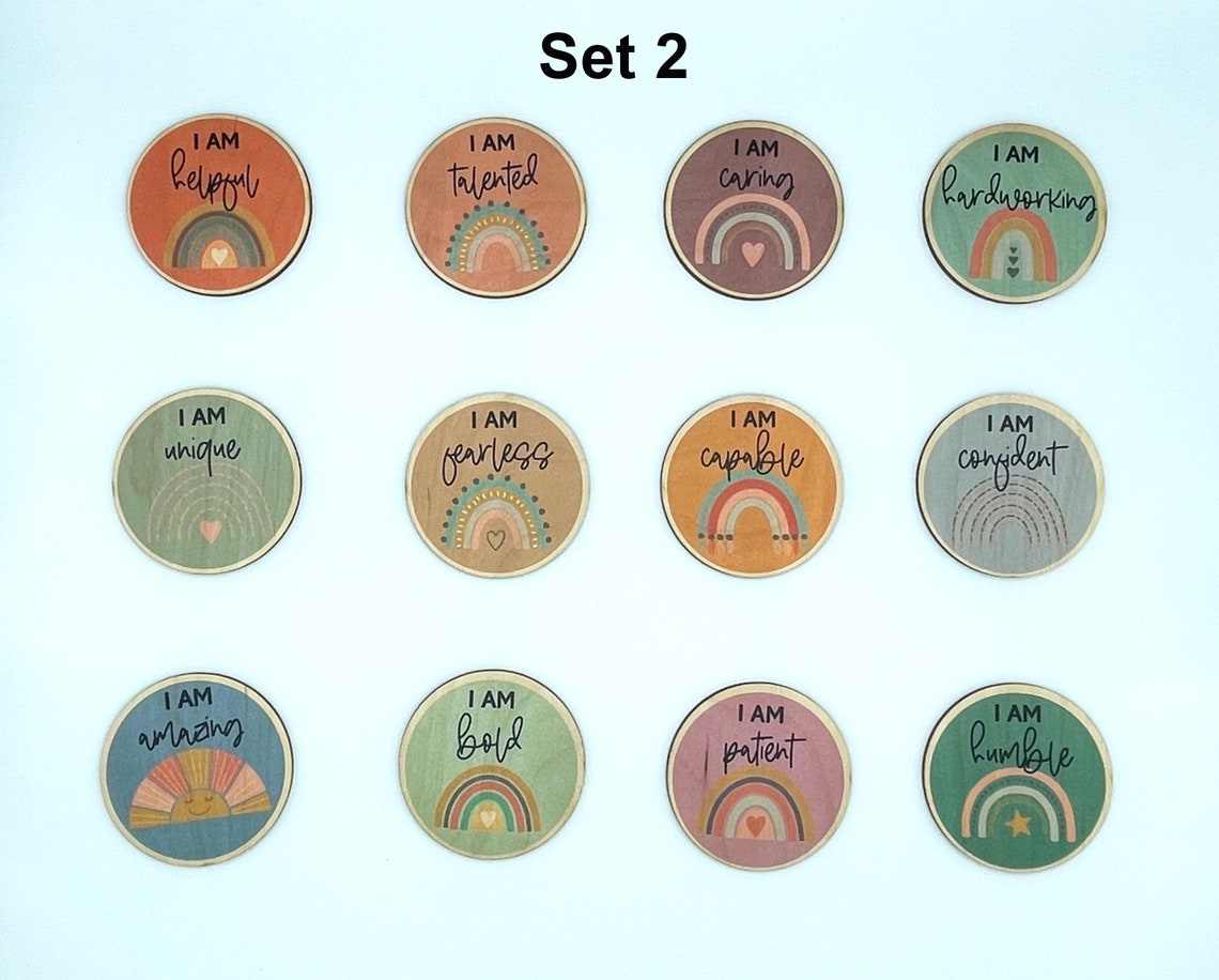 Wooden Boho Rainbow Affirmation Cards/ Affirmation Station - Etsy