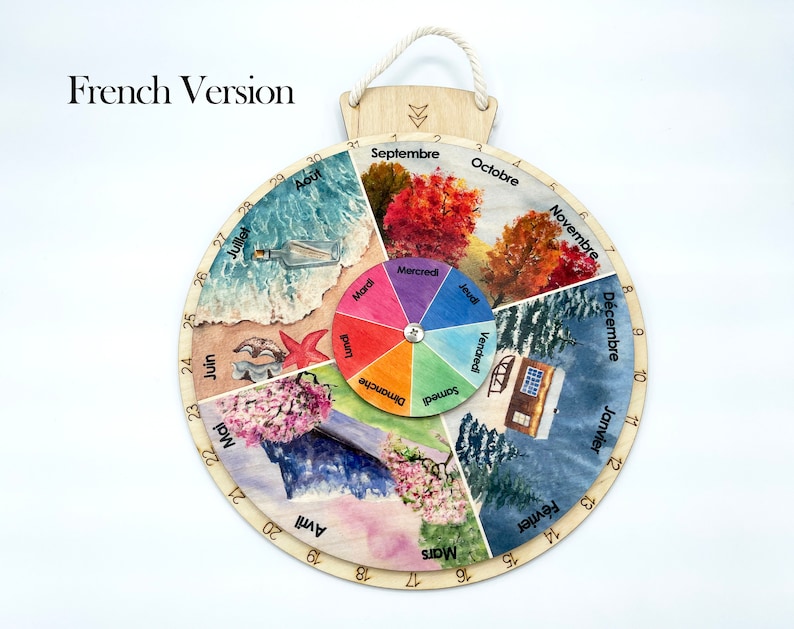 Wooden Wheel of the Year, Wooden Perpetual Calendar, Four Seasons Wheel ...