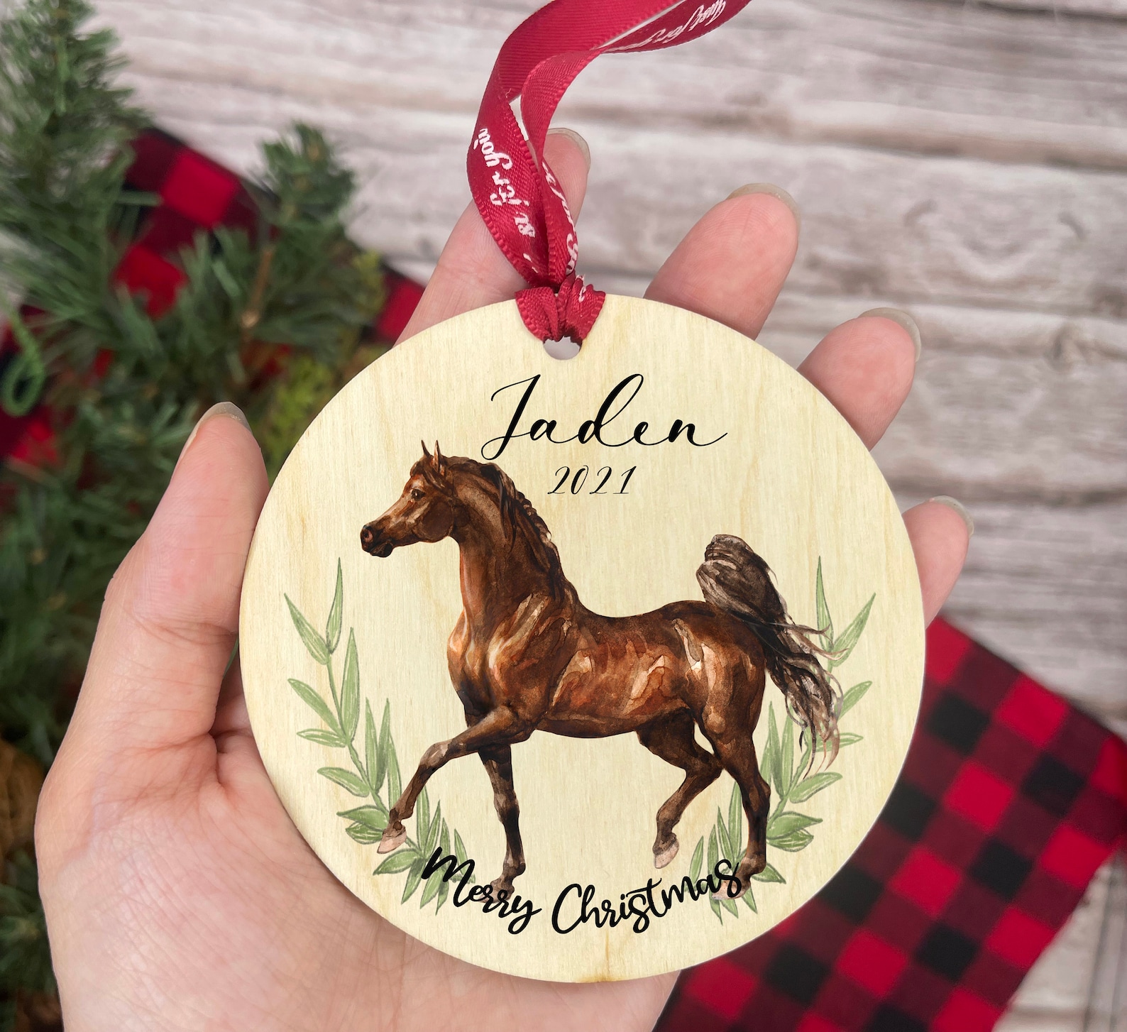 Wooden Horse themed Christmas Ornament Horse lover Christmas | Etsy