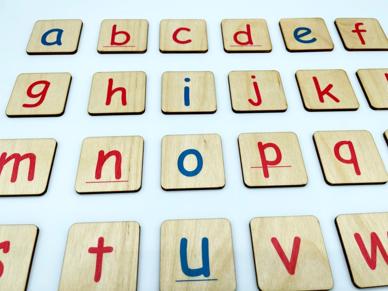 Montessori Wooden Alphabet ABC Uppercase Lowercase Cards/ - Etsy