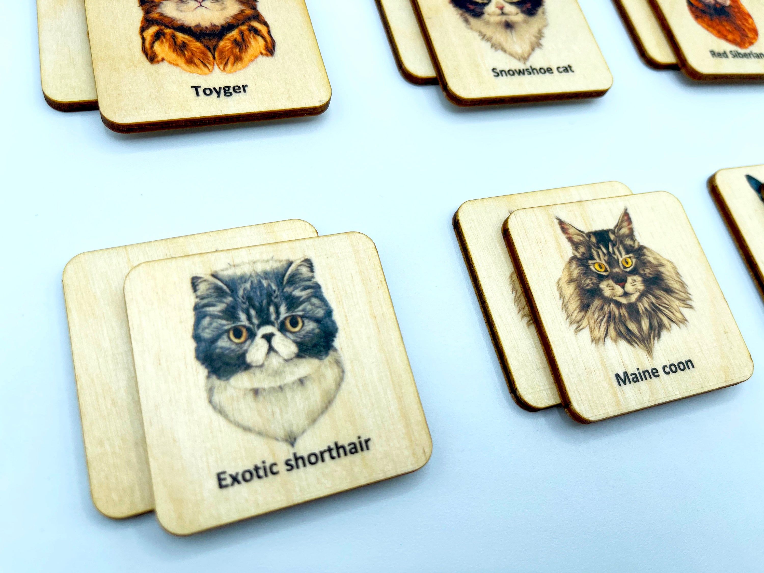 Wooden Cat Memory Game/ Cats Matching Game activity/ Montessri | Etsy