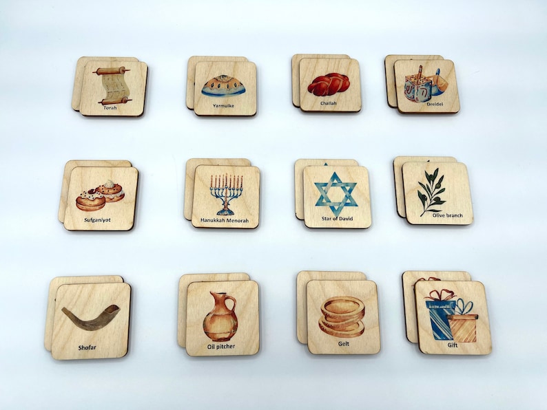 Wooden Hanukkah Celebration Memory Game for Kids Hanukkah - Etsy