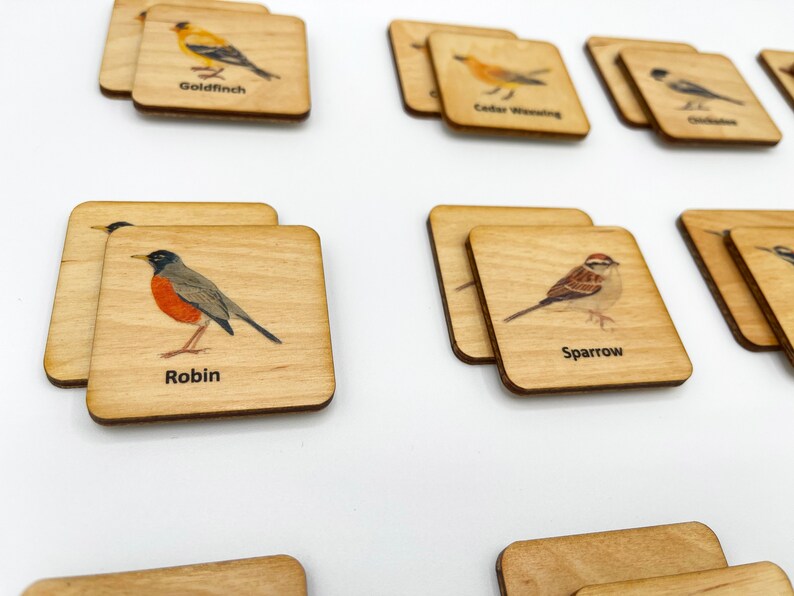 Wooden Birds Memory Game Montessori Toys Wood Animals | Etsy