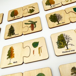 Montessori Wood Tree Leaves Matching Puzzle/ Homeschool Preschooler ...