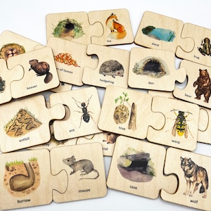 Montessori Wood Animals Puzzle/ Animals Habitat Sorting Game/ Nature ...