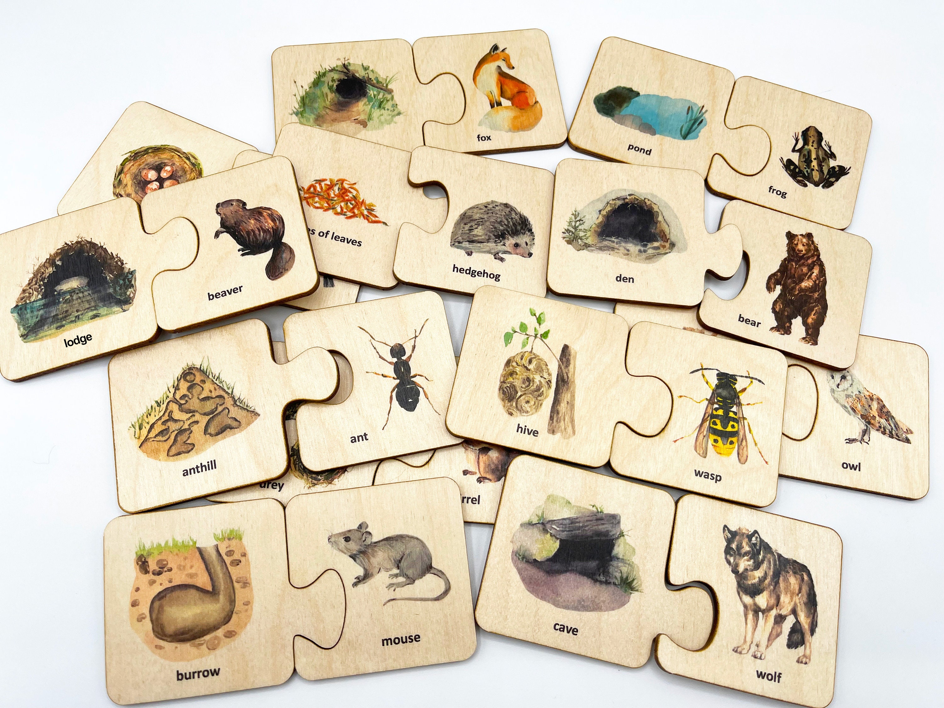Montessori Wood Animals Puzzle/ Animals Habitat Sorting Game/ Nature ...