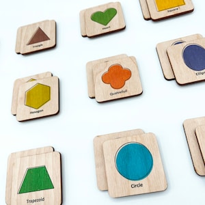 Montessori Wooden Geometric Shapes Matching Cards/ Homeschool ...