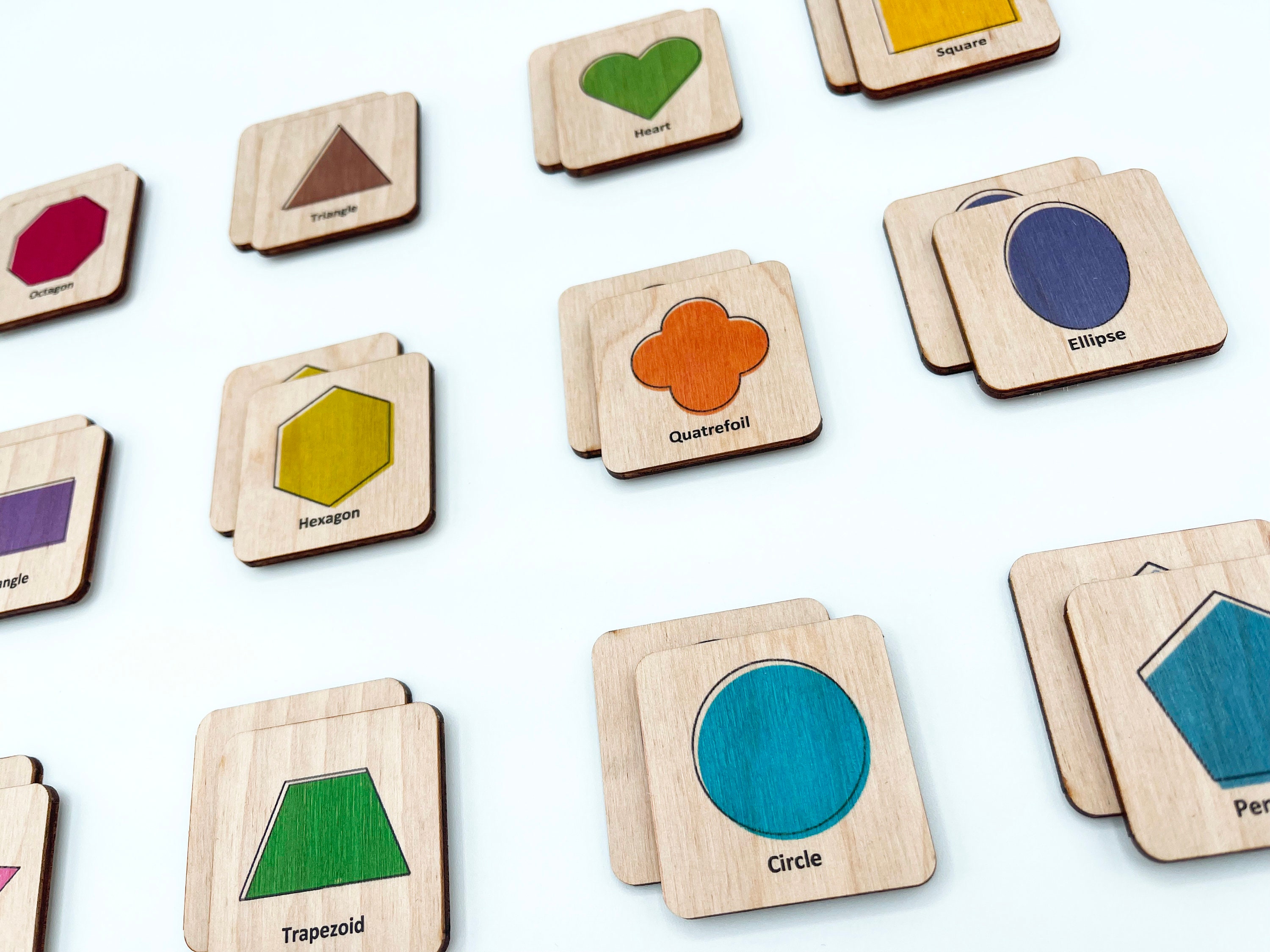 Montessori Wooden Geometric Shapes Matching Cards/ Homeschool - Etsy