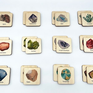 Wooden Rocks Minerals Gemstones Memory Game / Montessori Nature Study ...