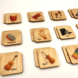 Montessori Wooden Music Instruments Matching Cards Homeschool | Etsy