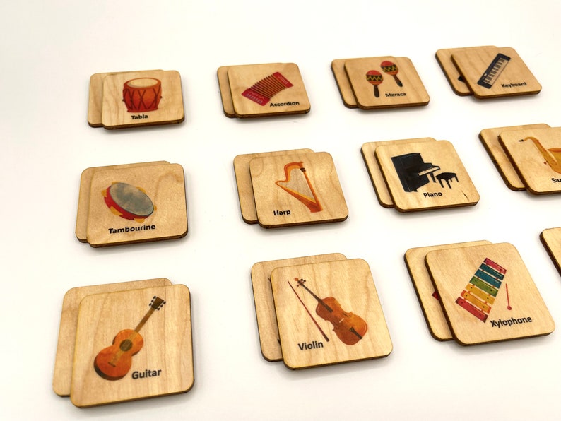 Montessori Wooden Music Instruments Matching Cards Homeschool | Etsy