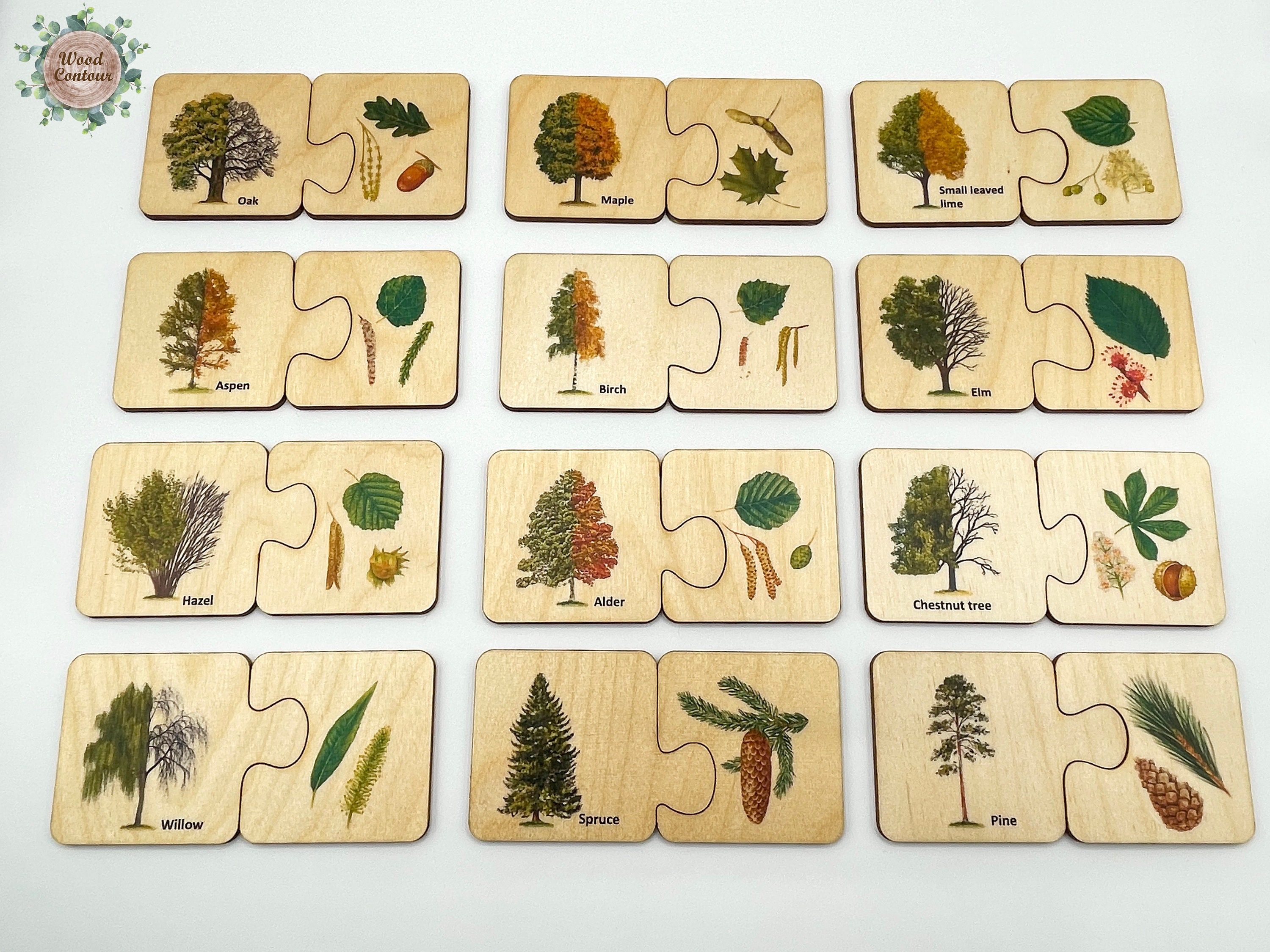 Montessori Wood Tree Leaves Matching Puzzle/ Homeschool - Etsy Canada