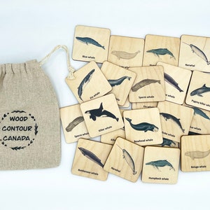 Montessori Wooden Whale Matching Game/ Ocean Animals Whales Memory Game ...