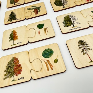 Montessori Wood Tree Leaves Matching Puzzle/ Homeschool Preschooler ...